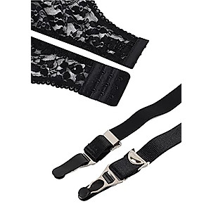 PERAMBRY Women's lace sexy garter belt stockings garter belt mesh suspenders (garter belt only sold)（Lace black m）