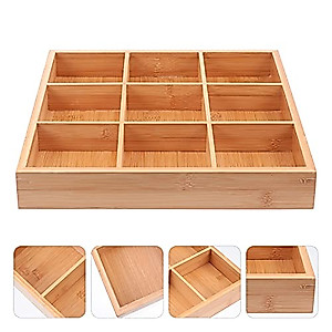 Cabilock Veggie Tray Bamboo Serving Tray Divided Platter Wooden Food Server with Handle Candy Bowl Sushi Plate 9 Compartments for Japanese Taco Dip Parties Chip Bowls for Parties