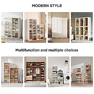 MAYIBOX Shoe Cabinet 2-20 Grid Stackable Transparent Folding Shoe Box Plastic Storage Box Storage 2-40 Pairs of Shoes (2 Rows 8 grids)