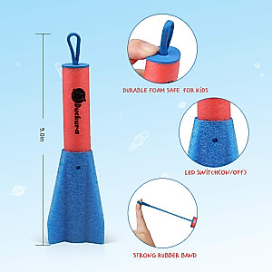 Slingshot Finger Rockets, 8 Pack LED Foam Rocket Launchers and 15.8" x 15.8" Foldable Target, Outdoor Indoor Camping Game Activities, Easter Basket Stuffers Gifts Party Favor Toys for Kids Age 5 6 7