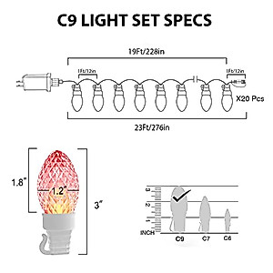 Eva's Light C9 LED Christmas Lights Outdoor, 23ft RGB Color Changing Christmas Lights C9, 20 LED Bulbs Multicolor Connectable C9 Christmas String Lights Waterproof for Garden Party Yard Patio