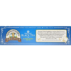 Newman's Own Organics Black Tea, Unsweetened Tea, USDA Certified Organic and Kosher, Contains Caffeine, 22 Family Size Individually Wrapped Black Tea Bags (Pack of 6)