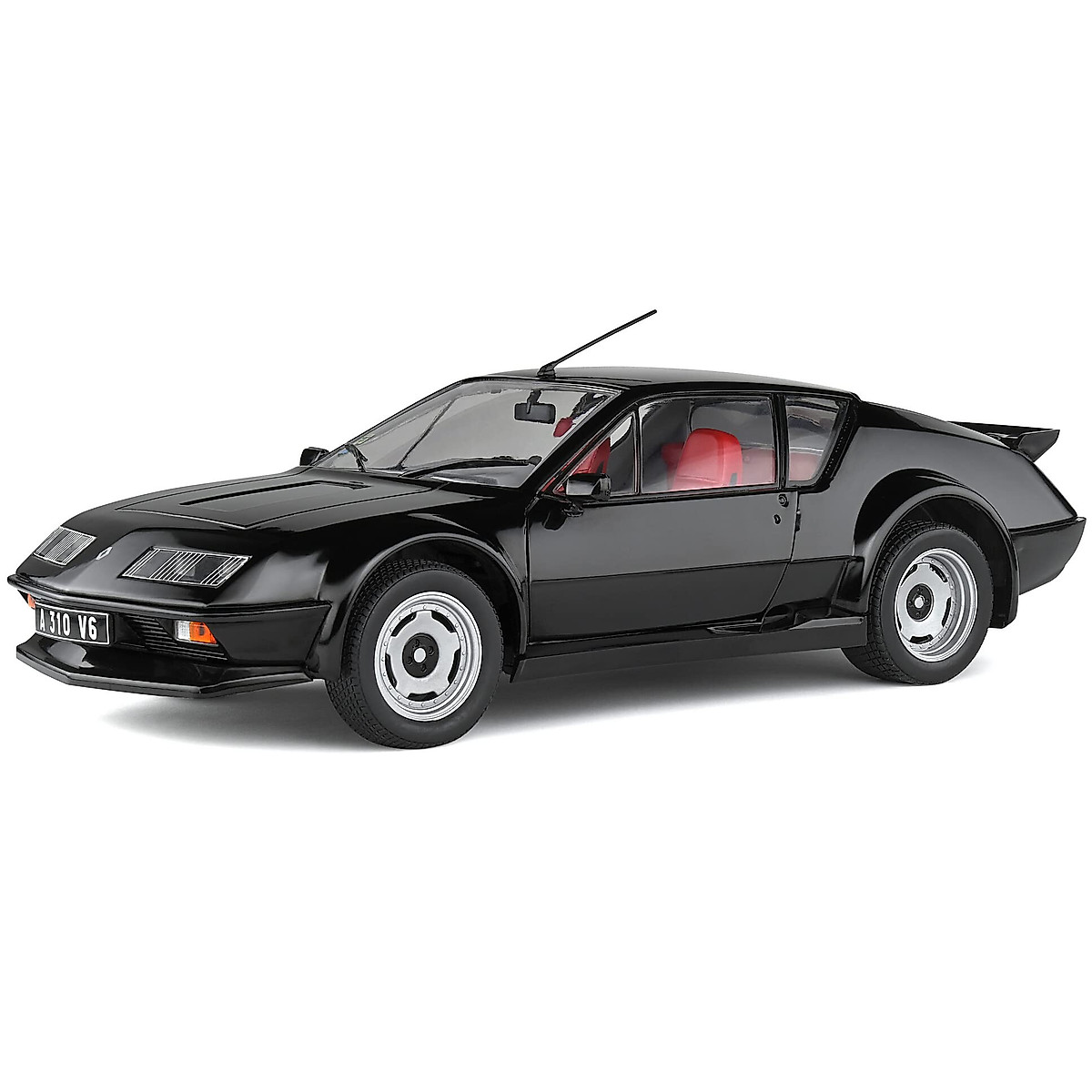 1983 Alpine A310 Pack GT Noir Irise Black with Red Interior 1/18 Diecast Model Car by Solido S1801205