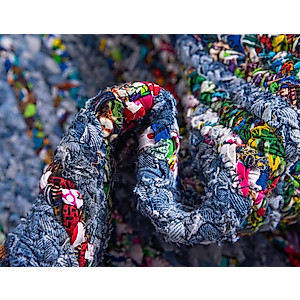 Unique Loom Braided Chindi Collection Casual Modern Blue/Dark Blue Area Rug (9' 0 x 12' 0)