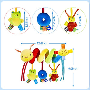 FPVERA Infant Car Seat Toys for Babies 0-6 Months: Travel Baby Toy for Rear Car Seat, Adjustable Mobile Activity Arch with Music, Sensory Hanging Toy Fits Safety Car Seats, Crib, Stroller (Colorful)