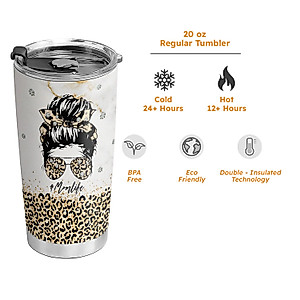 20oz Mom Life Tumbler, Hot Mess Just Doing My Best, Mother, Grandma Gifts, Coffee Thermos for Women, Stainless Steel Double Wall Vacuum Insulated Coffee Mug, Travel Cup with Lid