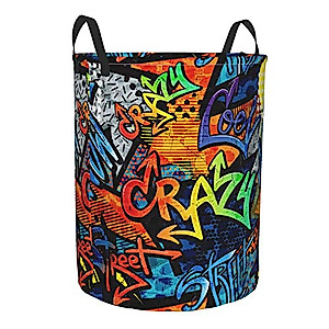 FeHuew Abstract Grunge Graffiti Pattern Collapsible Laundry Basket with Handle Waterproof Fabric Hamper Laundry Storage Baskets Organizer Large Bins for Dirty Clothes,toys,Bathroom