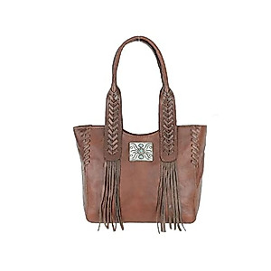 American West Mohave Canyon Small Leather Zip Top Tote (Brown)