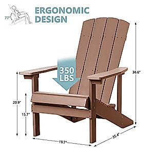 May in Color Plastic Adirondack Chair Outdoor Chair, Weather Resistant Modern Fire Pit Patio Chair, Reclining Tall Large Plastic Adirondack Chair for Backyard,Garden,Lawn,Pool,Beach,Deck. (1, Teak)