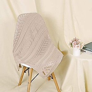 mimixiong Cotton Baby Blanket Knitted Crochet Receiving Crib Nursery Swaddling Blankets for Newborn Baby Boy Girl White 30x40 Inch