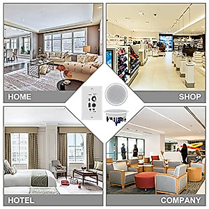 Herdio Home Audio Package Wall Mount Bluetooth Amplifier Receiver System with 300W in Ceiling Wall Passive Speakers Perfect for Home Theater Office Bathroom Kitchen Living Room (A Pair)