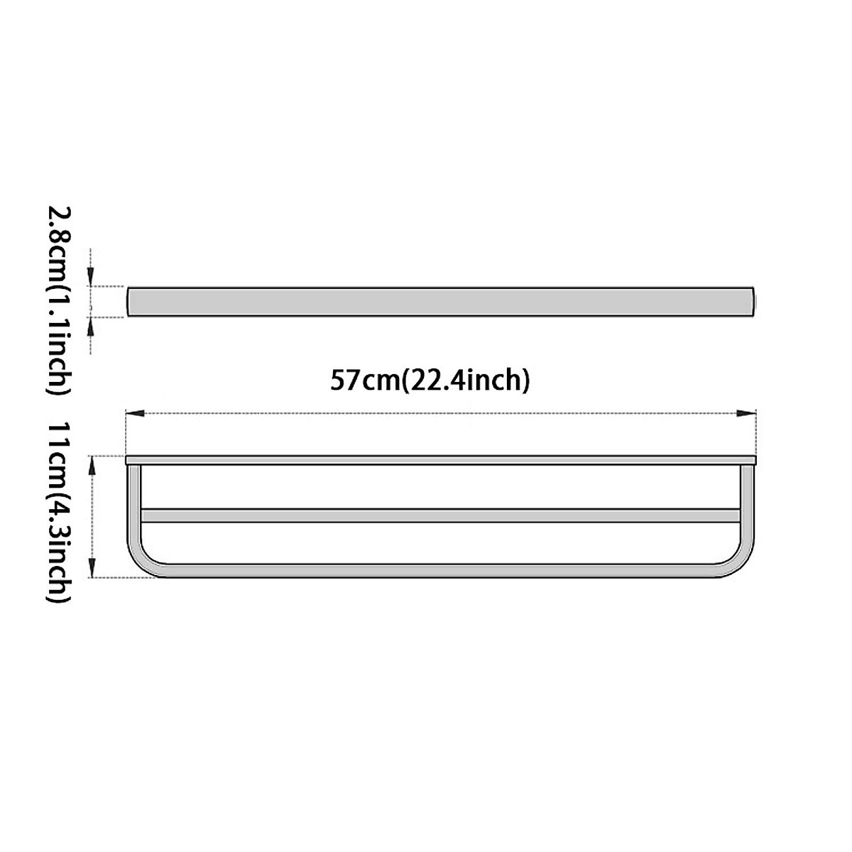 ONEMTB Brass Bath Towel Rack Double Rod, Wall Mounted Towel Holder Length 57.5cm, Euro Towel Bar for Bathroom, Kitchen, Home Décor-Golden (Color : Yellow Antique)