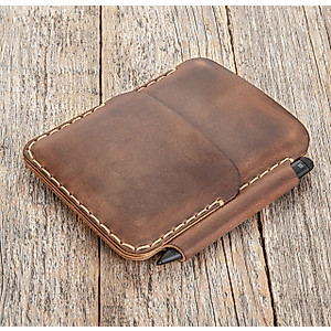 Leather case for Microsoft Surface Duo 2 / Duo. with Pen holder and card pocket (brown, for bare Surface Duo 2)