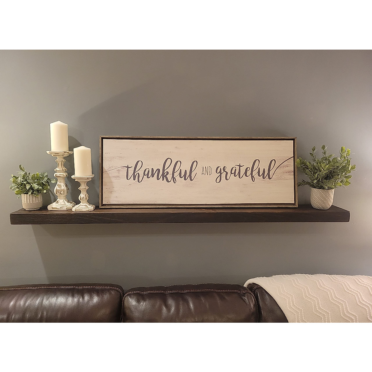 Joel's Antiques - 60 Inch Wooden Floating Shelves for Wall - Made of Natural Wood - Long Heavy Duty Rustic Fireplace Mantel & Book Shelf - Perfect for Living Room - Mocha 60x10x2 in