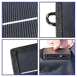 AIZYR 50W Portable Foldable Solar Panel Charger, Waterproof Controller Solar Suitcase with Crocodile Clip and Dual USB Outputs for Portable Generator Power