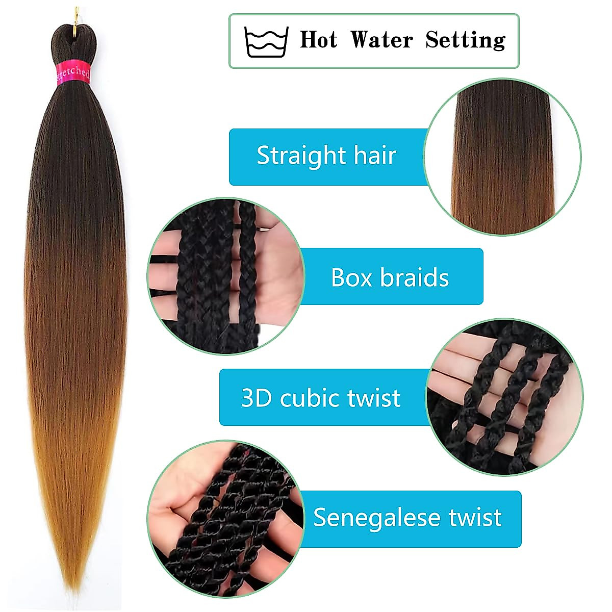 FAYETA Pre Stretched Braiding Hair,Ombre Braiding Hair 28''-8 packs Silky Color Blend Braid Hair Extensions, 100% Synthetic Crochet Hair Braids, Yaki Texture Hair Braiding