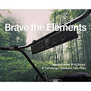 BOSS Audio Systems BRT26A UTV Sound Bar - 26 Inch Wide, IPX5 Rated Weatherproof, Bluetooth, Amplified, 4 Inch Speakers, Soft Dome Tweeters, Easy Installation for Dune Buggies, Jeeps, Rock Crawlers