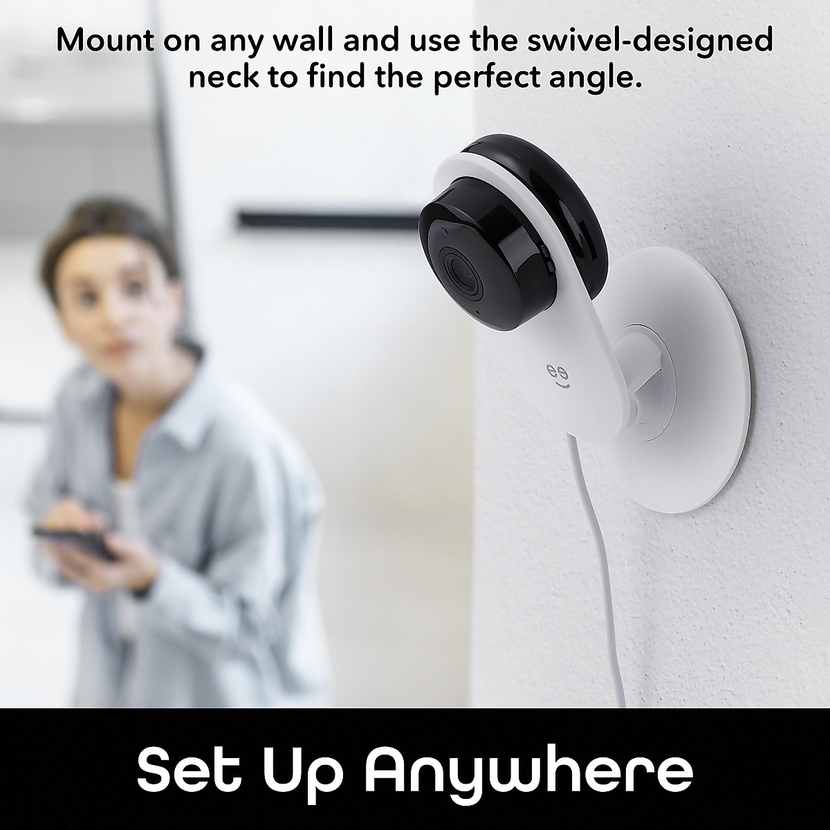 Geeni Glimpse 1080p Smart Indoor Camera, Motion Detection, Night Vision, Two-Way Audio, Cloud/MicroSD Storage, 110° Lens, Alexa/Google Compatible