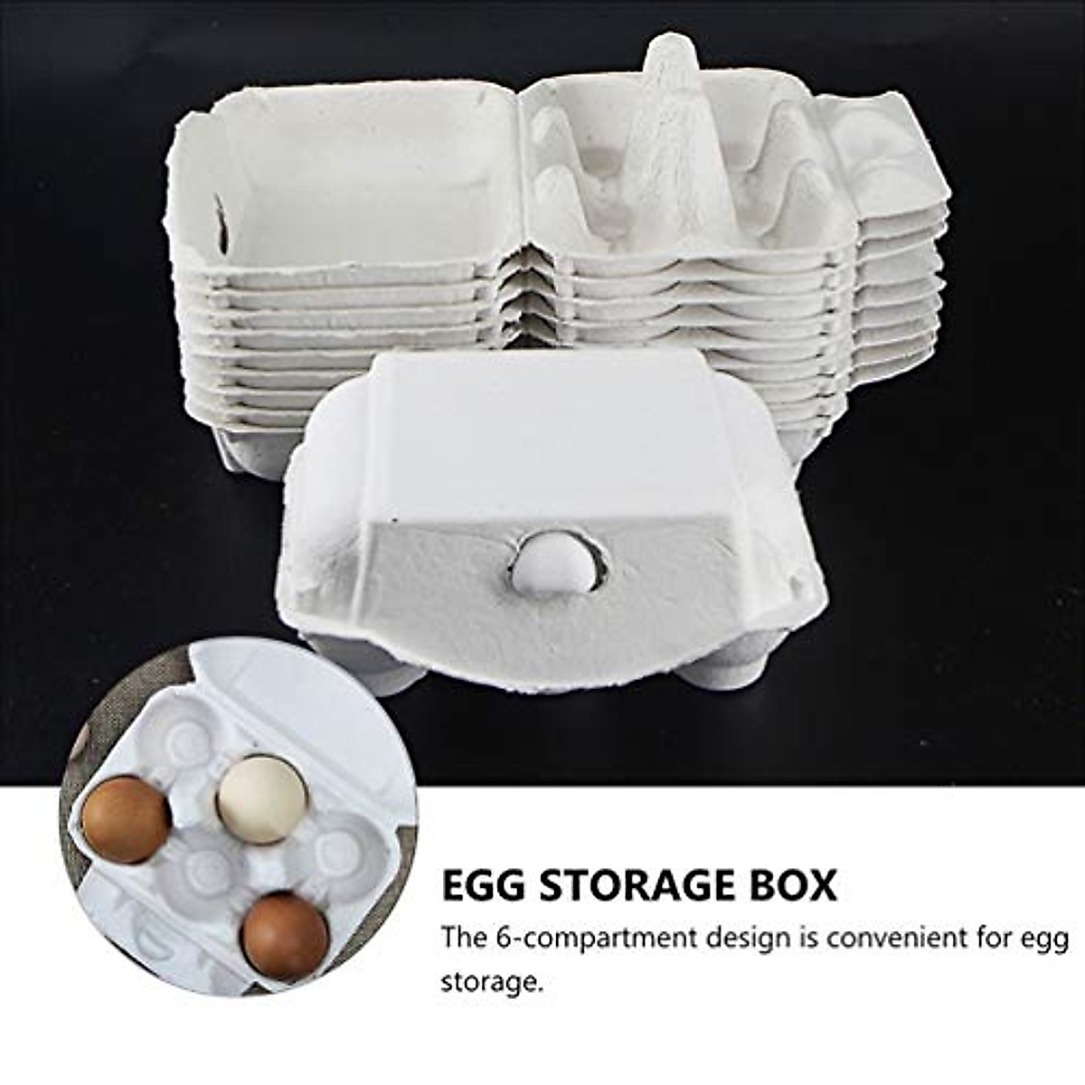 Cabilock 20pcs Egg Cartons Paper Trays Printed Natural Pulp Egg Cartons Holds Up to 6 Eggs Biodegradable Pulp Fiber Egg Flats Egg Organizing Cases