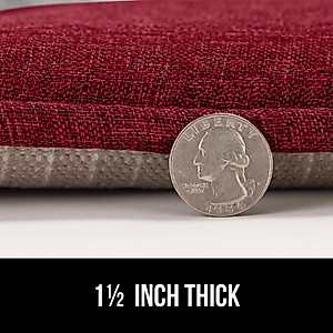 Gorilla Grip Tufted Memory Foam Chair Cushions, Set of 4 Comfortable Pads for Dining Room, Slip Resistant Backing, Washable Kitchen Table, Office Chairs, Computer Desk Seat Pad Cushion, 16x17 Wine