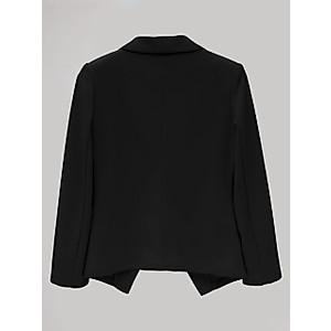 Sucolan Black Womens Cropped Blazer Jacket Business Casual Work Office Lightweight Long Sleeve Fitted Petite Dressy Ladies Blazers L