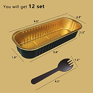 MJPCUAU 12Pack Mini Loaf Pans with Lids and Spoons, 6.8oz Disposable Rectangle Aluminum Foil Oven Cake Container, Baking Bread Muffin Dessert Tins for Family Gatherings and Picnics