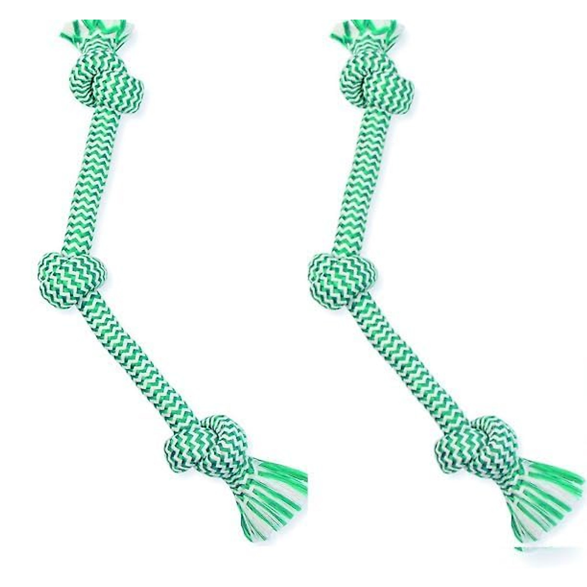 Mammoth Flossy Chews Extra Fresh 3 Knot Tug - Premium Cotton-Poly Yarn with Dental Floss Tug Toy for Dogs - Interactive Dog Rope Toy 20” - 2 Pack