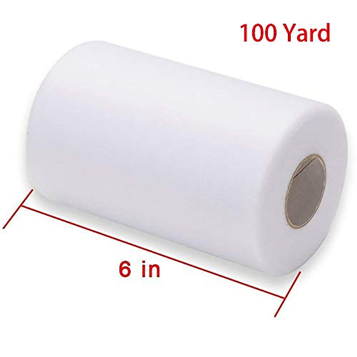 ZKC Tulle Fabric Rolls, 6 Inch x 100 Yards (300 feet) Tulle Spool for Wedding Party Decorations Gift Bow DIY Craft Tutu Skirt (White)