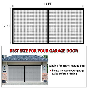 Garage Door Screen for 2 Car Garage Doors, Butizone 16x7FT Reinforced Fiberglass Magnetic Single Garage Screen Door with High Energy Magnets, Hands Free and Easy Assembly