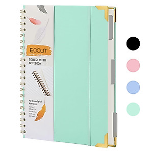 EOOUT Spiral Notebook 8.5” x 11” College Ruled Notebook Journal, A4 Hardcover Cute Notebook for Women 300 Pages 3 Subject for Work School Supplies