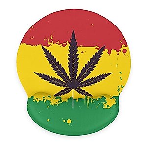 SEPTYK Rasta Flag Marijuana Leaf Pattern Ergonomic Mouse Pad with Wrist Support Rest Gel Non-Slip Rubber Base Mousepad for Computer Laptop Home Office Gaming Pain Relief