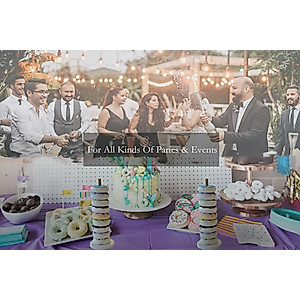 CKBASE Donut Stand,Doughnut Display Holder For Party,Rustic Bagel Stacker Tower,Heavy Marble Base,Wood Stick Pole,Table top decor for Wedding birthday baby shower engagement buffet serving…