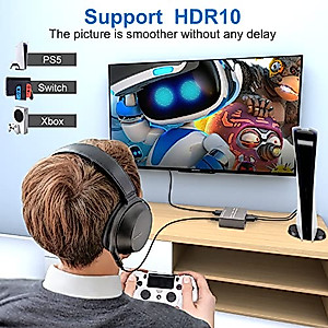 4K 60Hz HDMI Audio Extractor Splitter Converter, HDMI to HDMI +Optical +3.5mm AUX Audio Adapter Supports HDMI 2.0,18Gpbs Bandwidth,Dolby Digital/DTS,PCM HDR10