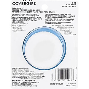 CoverGirl Oil Control Compact Pressed Powder, Buff Beige [525], 0.35 oz (Pack of 3)
