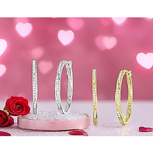 NATALIA DRAKE Twisted Oval 1/4 Cttw Diamond Hoop Earrings for Women in Yellow Gold Plated 925 Sterling Silver