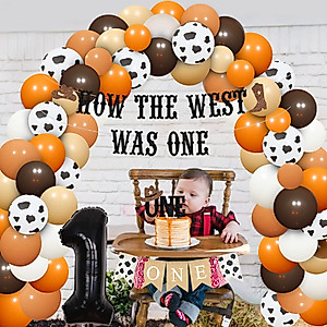How The West Was One Birthday Decorations, Cowboy First Birthday Decorations, Balloon Arch, Black Number 1 Balloon, How The West Was One Birthday Banner, One High Chair Banner, Cake Topper