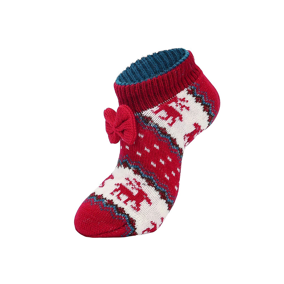 Century Star Women Slipper Socks Soft Cozy Animal Christmas Socks Anti-Slip Fuzzy Slipper Warm Winter Floor Socks 1 Pack Red Elk One Size