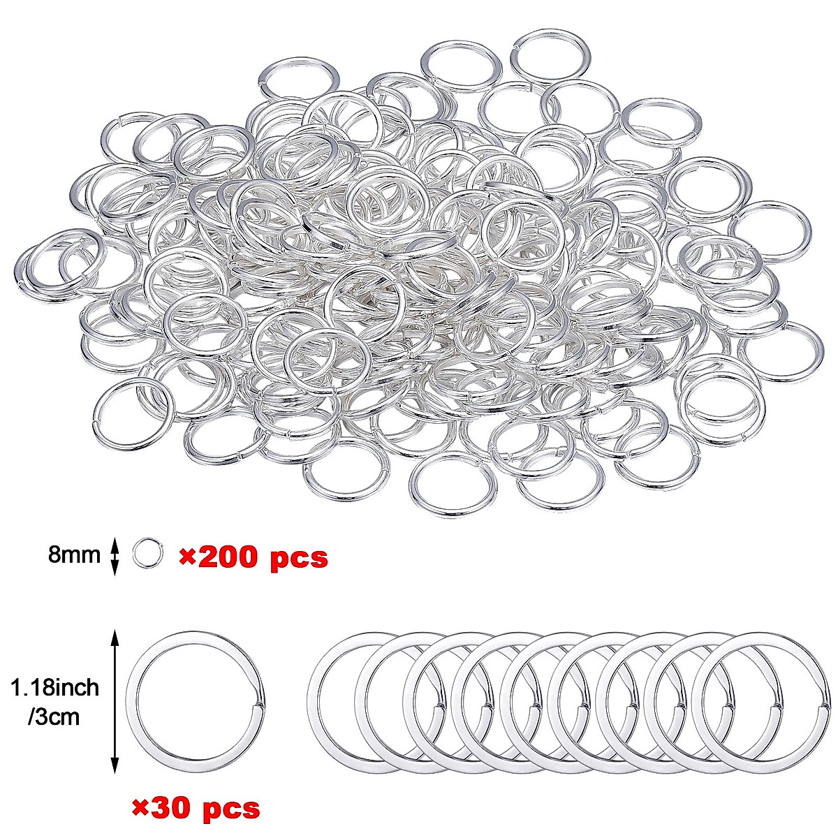 Hicarer 259 Pieces Inspirational Motivational Keychains Charms Bulk Keychains Inspirational Words Charms with Open Jump Rings Key Rings for Various DIY Necklaces, Bracelets