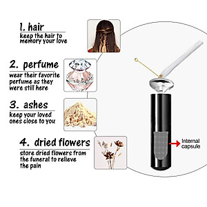 Dletay Cylinder Cremation Urn Necklace for Ashes Memorial Keepsake Pendant with Angel Wing Stainless Steel Remembrance Jewelry(Black)