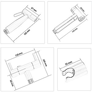 MINJING Handheld Bidet Sprayer Kit Brushed Gold Cold Water Tap Bidet Tap Sprayer Wall Mounted Double Handle Double Function Toilet Bidet Douche Spray, B