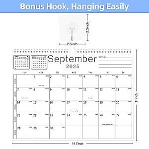 BHR Wall Calendar -Calendar 2023-2024 from Jan. 2023 to Jun. 2024 18 Months Calendar 14.7"×11"Thick Paper with Julian Dates and Block for New Year and Christmas Gifts (White)