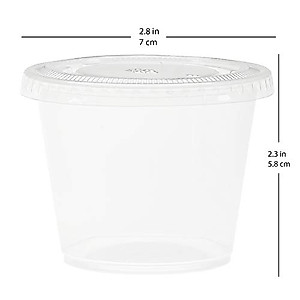 Freshware Plastic Portion Cups with Lids [5.5 Ounce, 100 Sets] Souffle Cups, Jello Shot Cups, Condiment Sauce Containers For Sampling, Sauce, Snack or Dressing