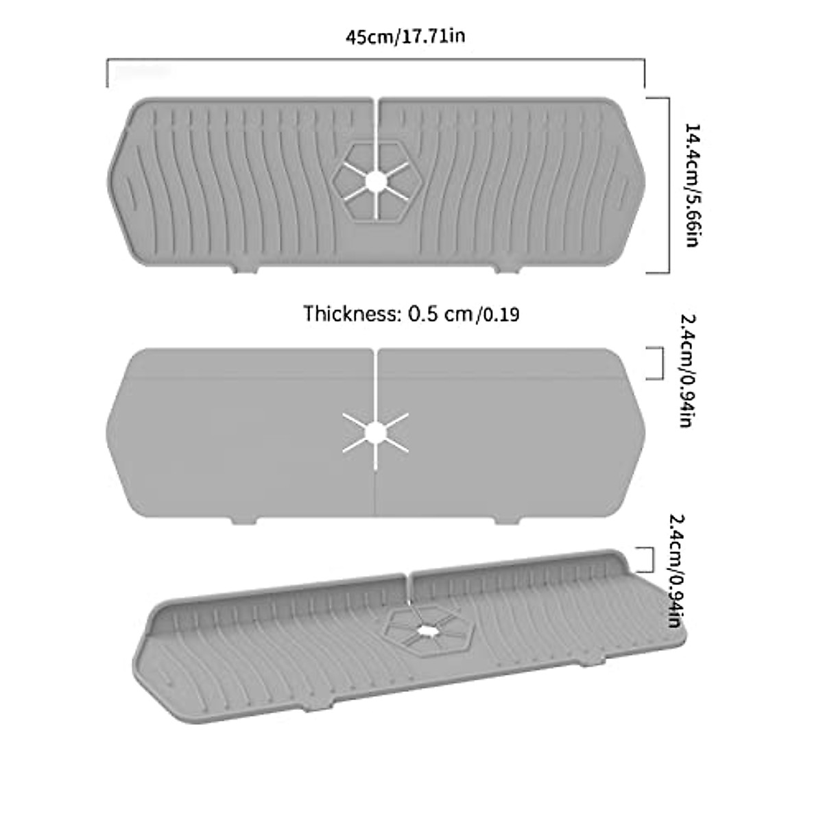 Silicone Faucet Handle Drip Catcher Tray Sink Splash Guard behind Faucet for Kitchen Sink & Bathroom Sink Mat Countertop Protector (Black M)