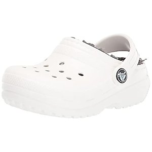Crocs Kids' Classic Lined Clog Slippers, White, 4 Big Kid
