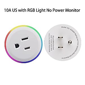 MOES Smart Plug WiFi Smart Power Socket with Dimmable RGB LED Night Light, Wireless Remote Control with Smart Life/Tuya App, Outlet Compatible with Alexa Google Home, No Hub Required