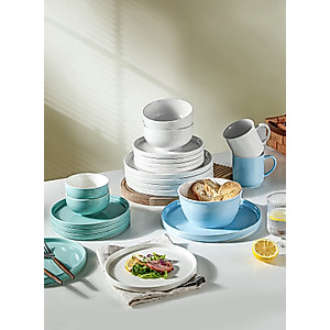 Onniyor Porcelain Dinner Plates Set, Round Dessert Salad Plates, 8 inch Serving Dishes, Scratch Resistant Flat Plates, Microwave, Oven, and Dishwasher Safe, Set of 6, White