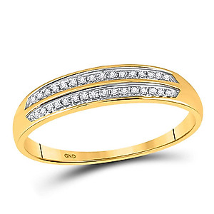 Sizes - L = 9, M = 9 - 10K Yellow Two Tone Gold Round Diamond Trio Three Ring Set - Matching His and Hers Engagement Ring & Wedding Bands - Micro Pave Marquise Center Setting Shape (.28 cttw.) - Please use drop down menu to select your desired ring sizes