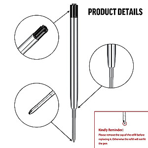 12 Pieces Pen Refills Black Ink 1.0mm Medium Point Metal Ballpoint Refill Smooth Writing Pen Refills Replacement Refills for Retractable Ballpoint Pen School Office Supplies (Black)