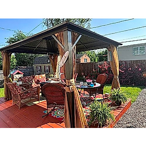 YOLENY 10' x 13' Hardtop Gazebo with Galvanized Steel Double Roof, Pergolas Aluminum Frame, Netting and Curtains Included, Metal Outdoor Gazebos for Garden, Patios, Lawns, Parties
