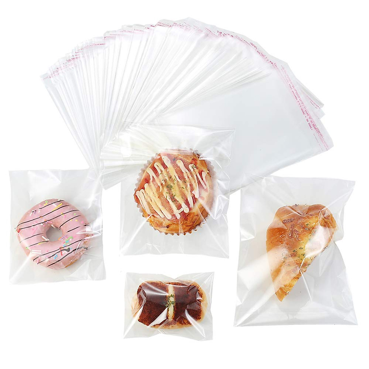 midsun 200 Pack 6" x 6" Thick Clear Resealable Cello Self Adhesive Seal Bags Packaging Bakery Cookie Cards Gifts Cellophane Poly Bags (More